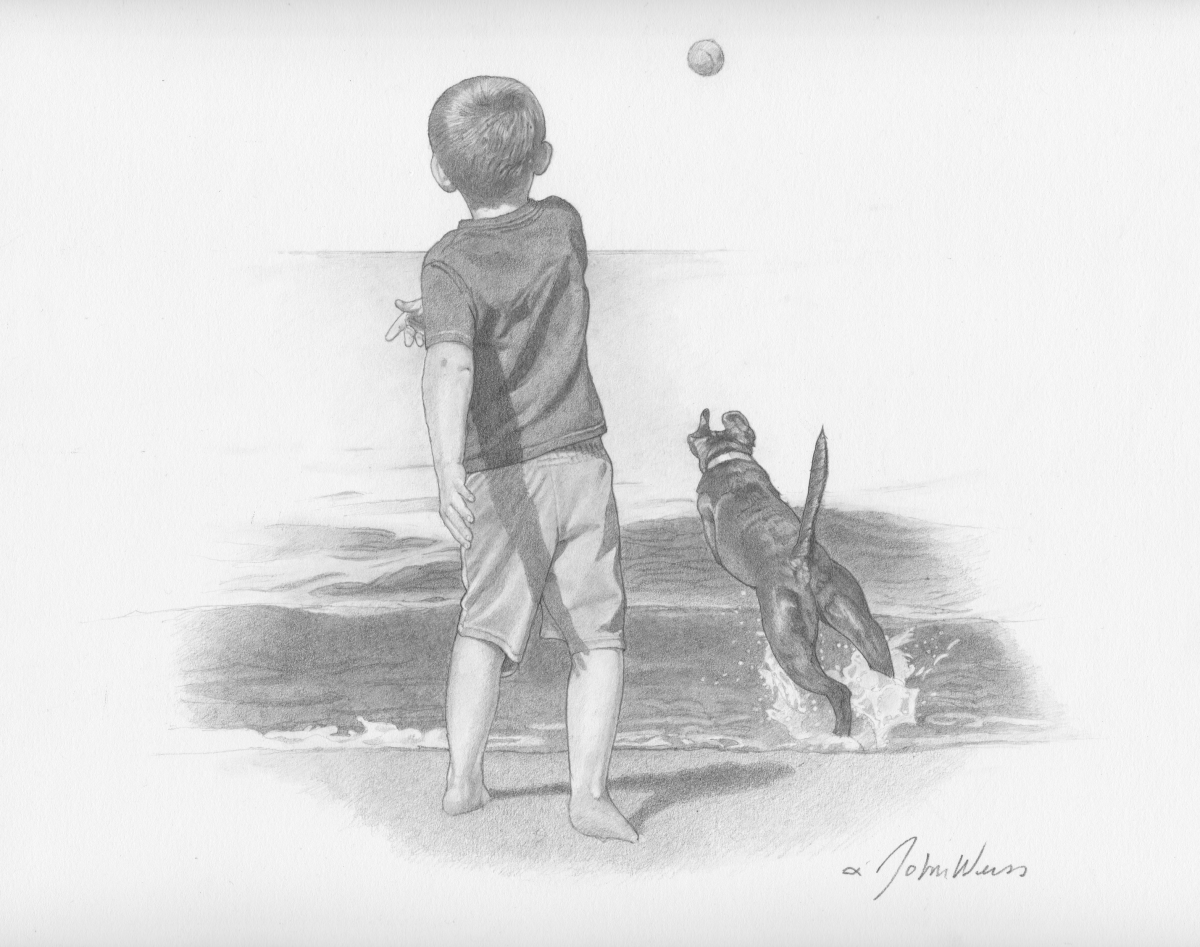Best Pals - Original Pencil Drawing by John Weiss
