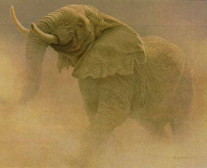 Bluffing Bull - African Elephant by Robert Bateman