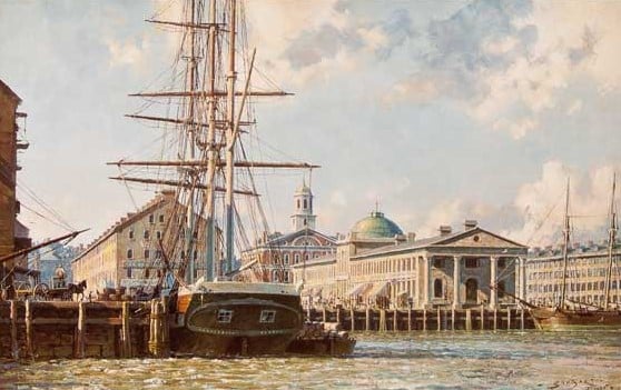Boston Faneuil Hall from the East in 1825 by John Stobart