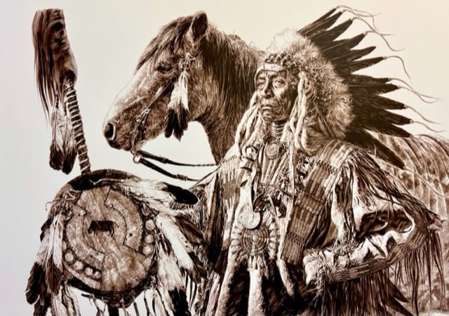 Chief High Pipe - Sepia by Paul Calle