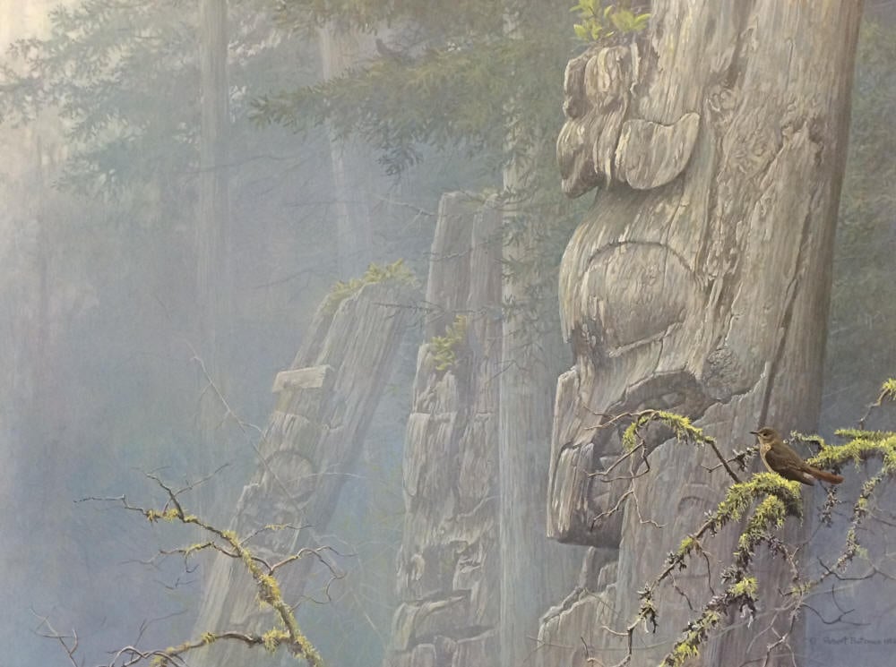 Spirits of the Forest - Totems and Hermit Thrush by Robert Bateman
